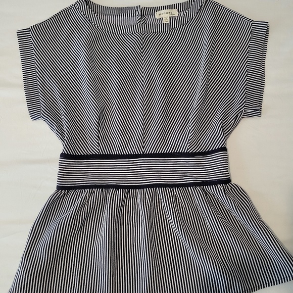 Monteau | Tops | Monteau Womens Medium Navy Blue White Striped Peplum ...